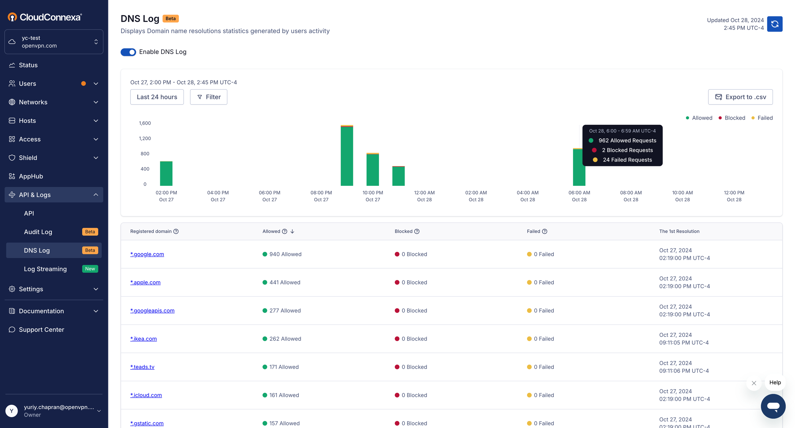 Introducing DNS Log for CloudConnexa
